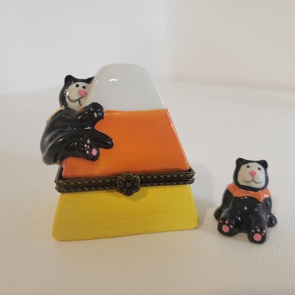 Source Unknown | Accents | Vintage Porcelain Halloween Black Cat Candy ...